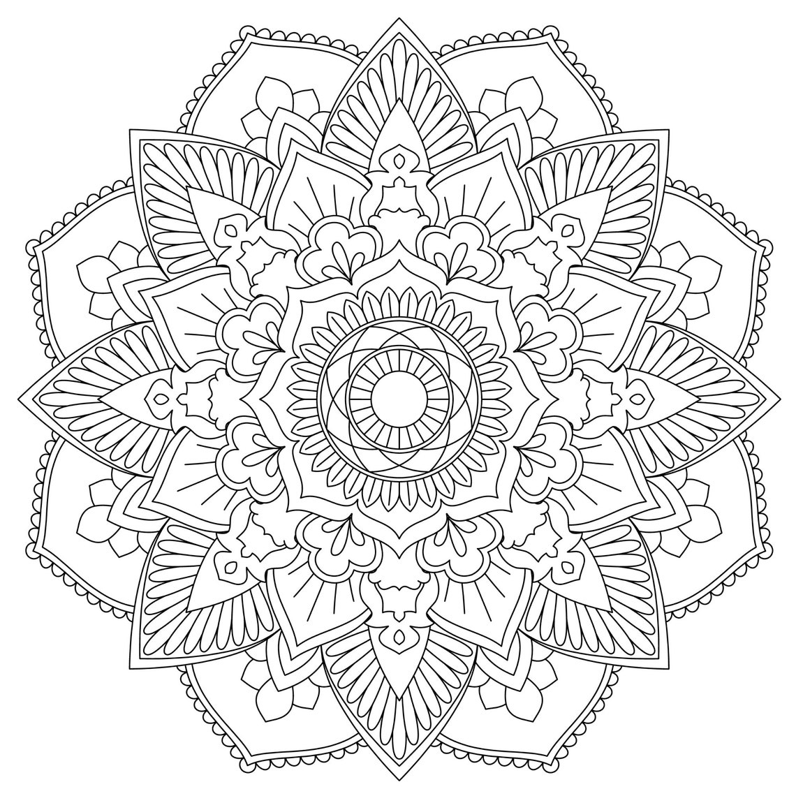 Floral Mandela Coloring Pages - Starter Bundle Version 2 - Etsy