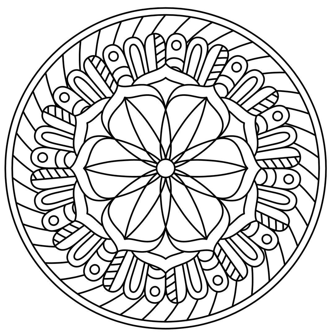 Floral Mandela Coloring Pages - Starter Bundle Version 1 - Etsy