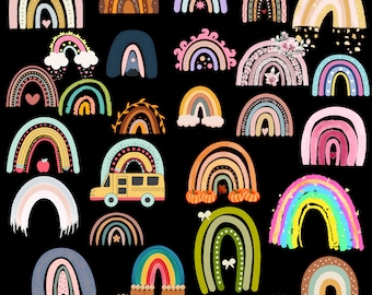 Watercolor Pastel Rainbow Clipart Bundle Digital SVG & PNG Graphics for ...