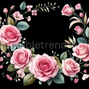 Pink Rose Border Clipart PNG Watercolor Pink Rose Border, Bundle of 6 ...