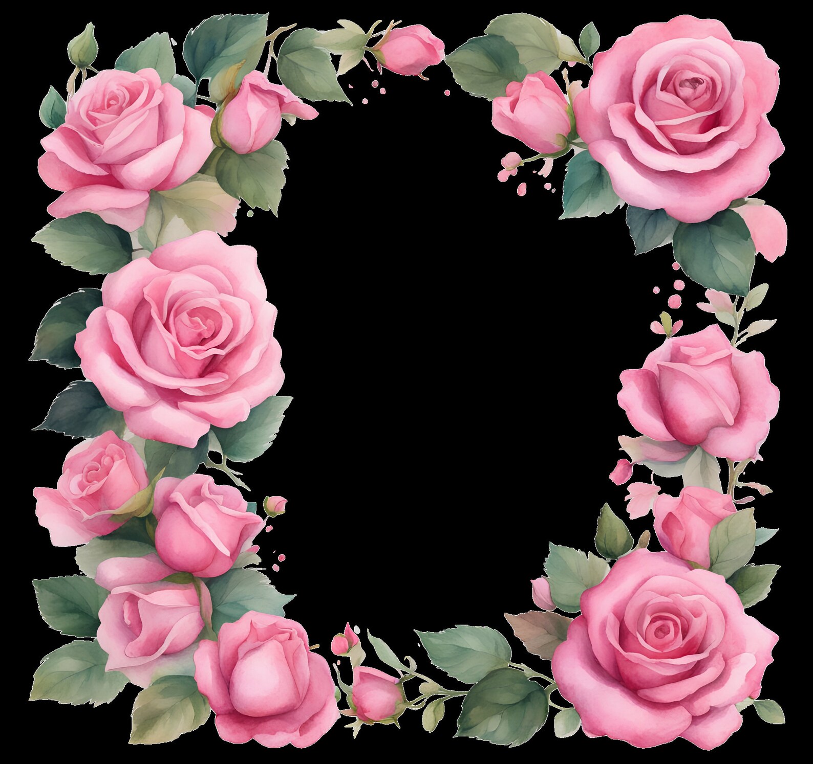 Pink Rose Flower Watercolor PNG Elegant Design for Invitations ...