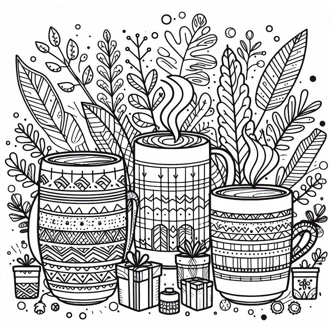 I Just Wanna Color Coffee Mugs!a Minimalist Coloring Pages for Teens ...