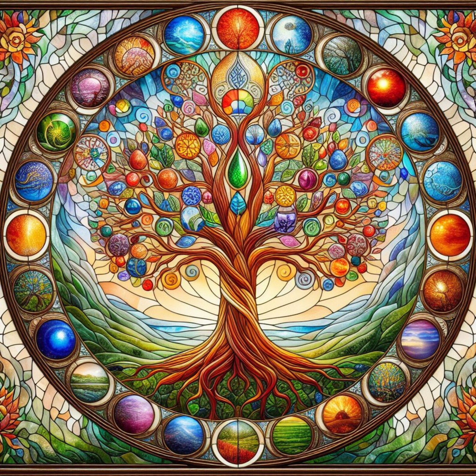 Tree of Life Stained Glass Collection 1 / Tree of Life Wall Art ...