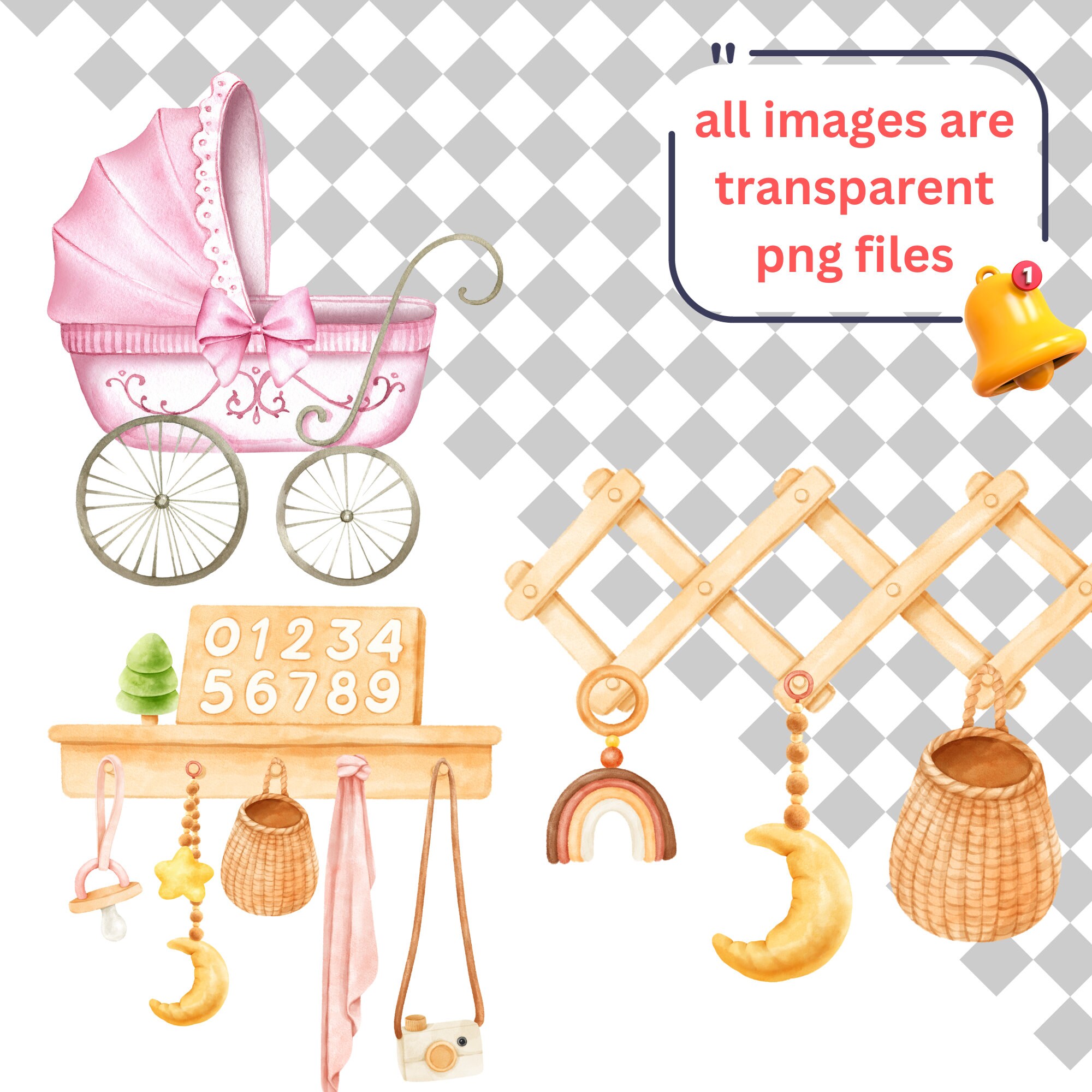 Watercolor Baby Shower Clipart PNG Newborn Nursery Baby Shower Baby ...