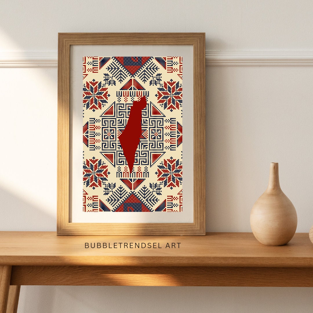 Palestine Tatreez Map Digital Wall Art Print - Etsy
