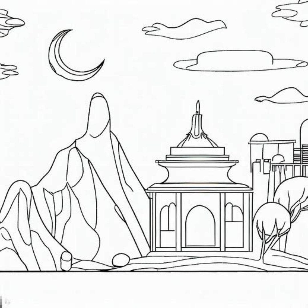 80+ Minimalist Scenery Coloring Pages for Adults, Kids Printable ...
