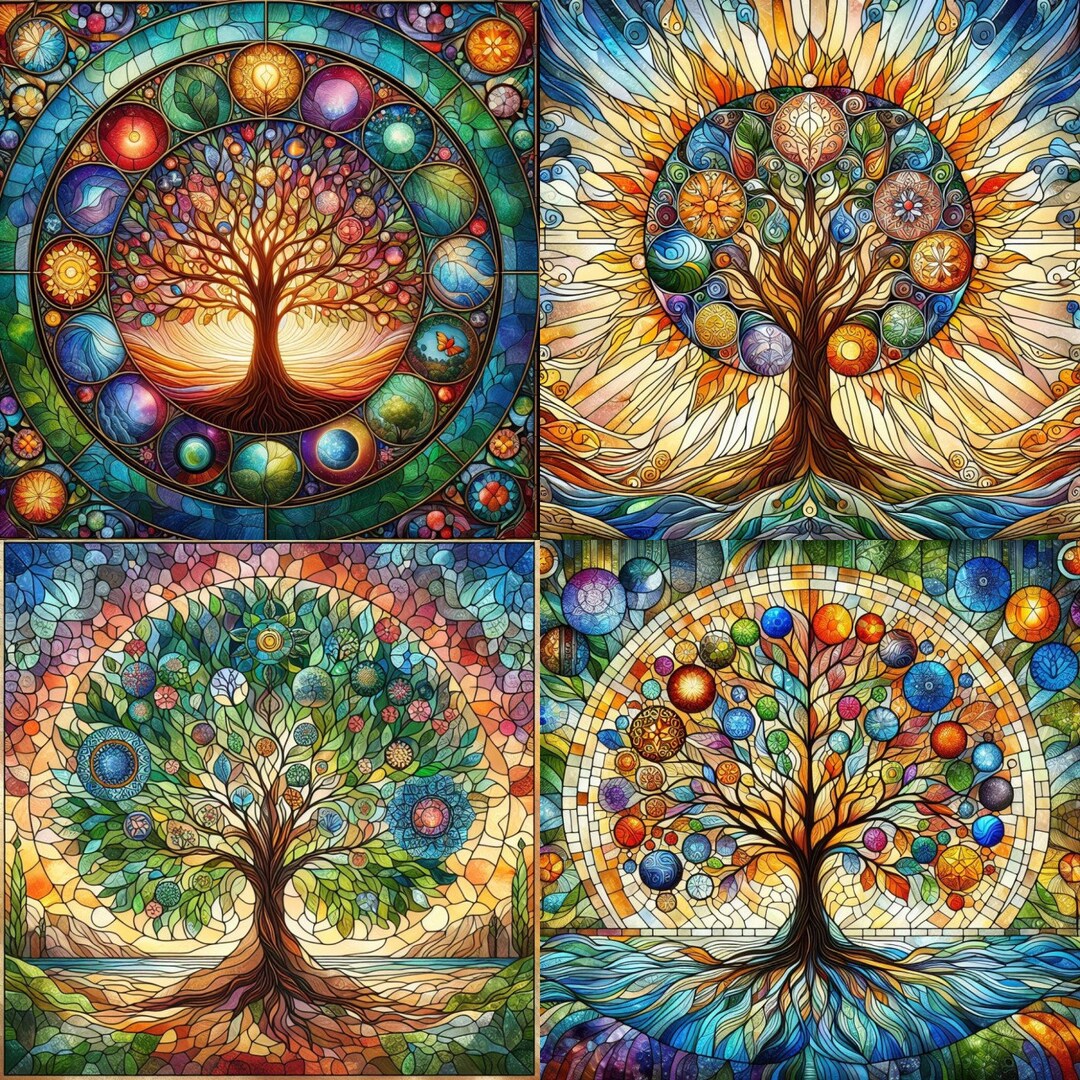 Tree of Life Stained Glass Collection 2 / Tree of Life Wall Art ...