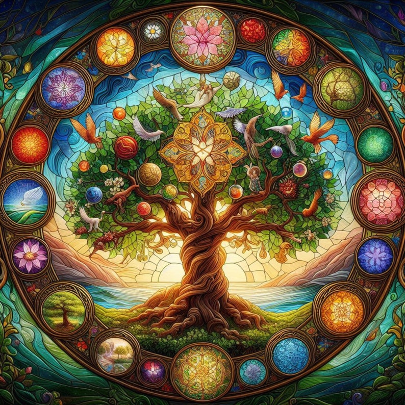 Tree of Life Stained Glass Collection 1 / Tree of Life Wall Art ...