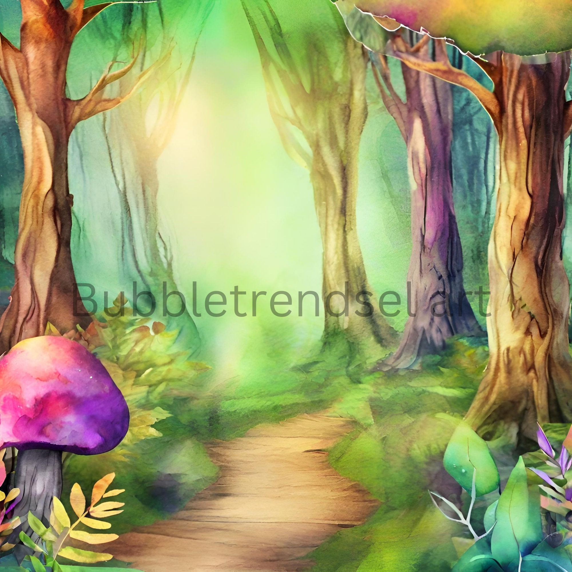Enchanted Forest Background Clipart, PNG, Watercolor Woodland ...