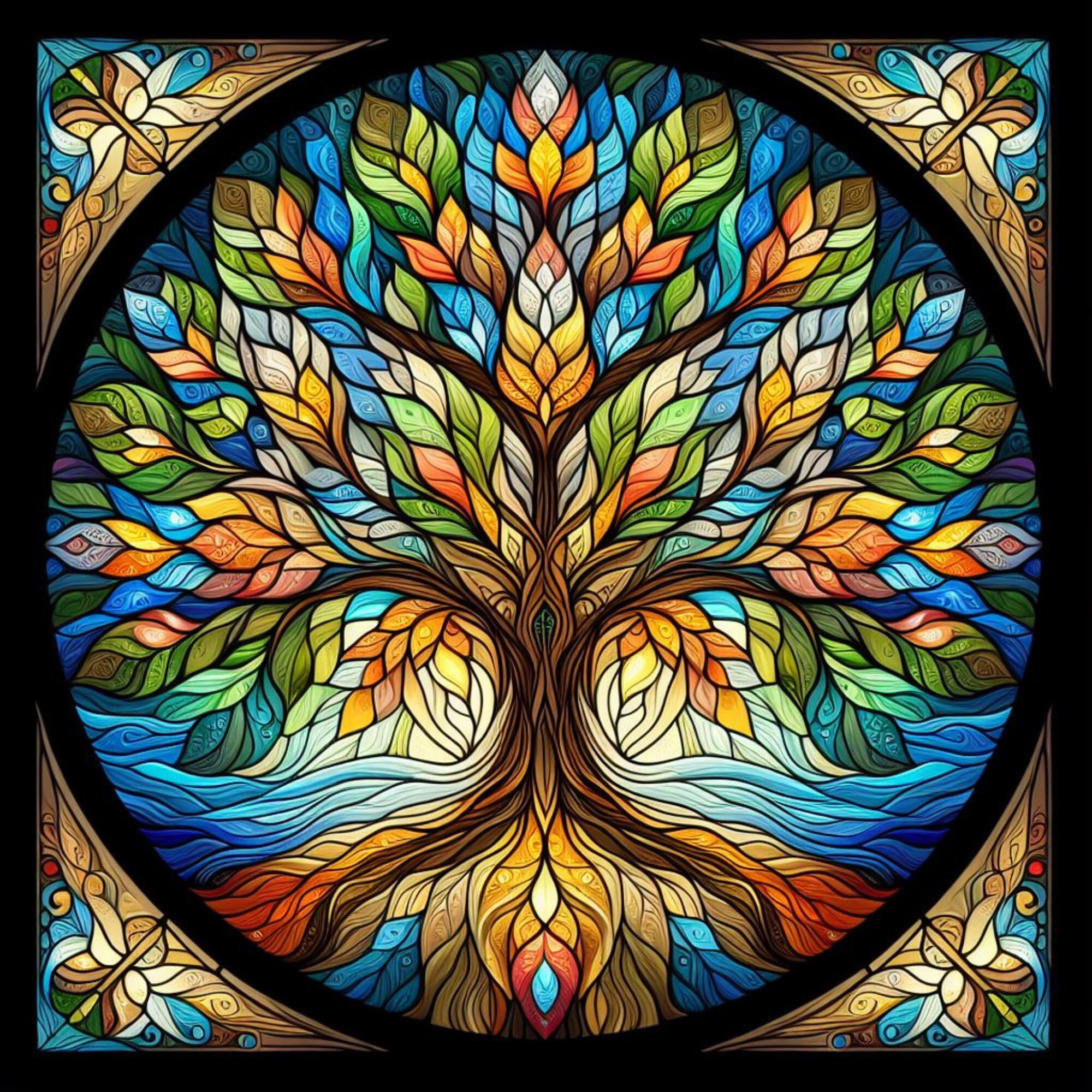 Tree of Life Stained Glass Collection 2 / Tree of Life Wall Art ...