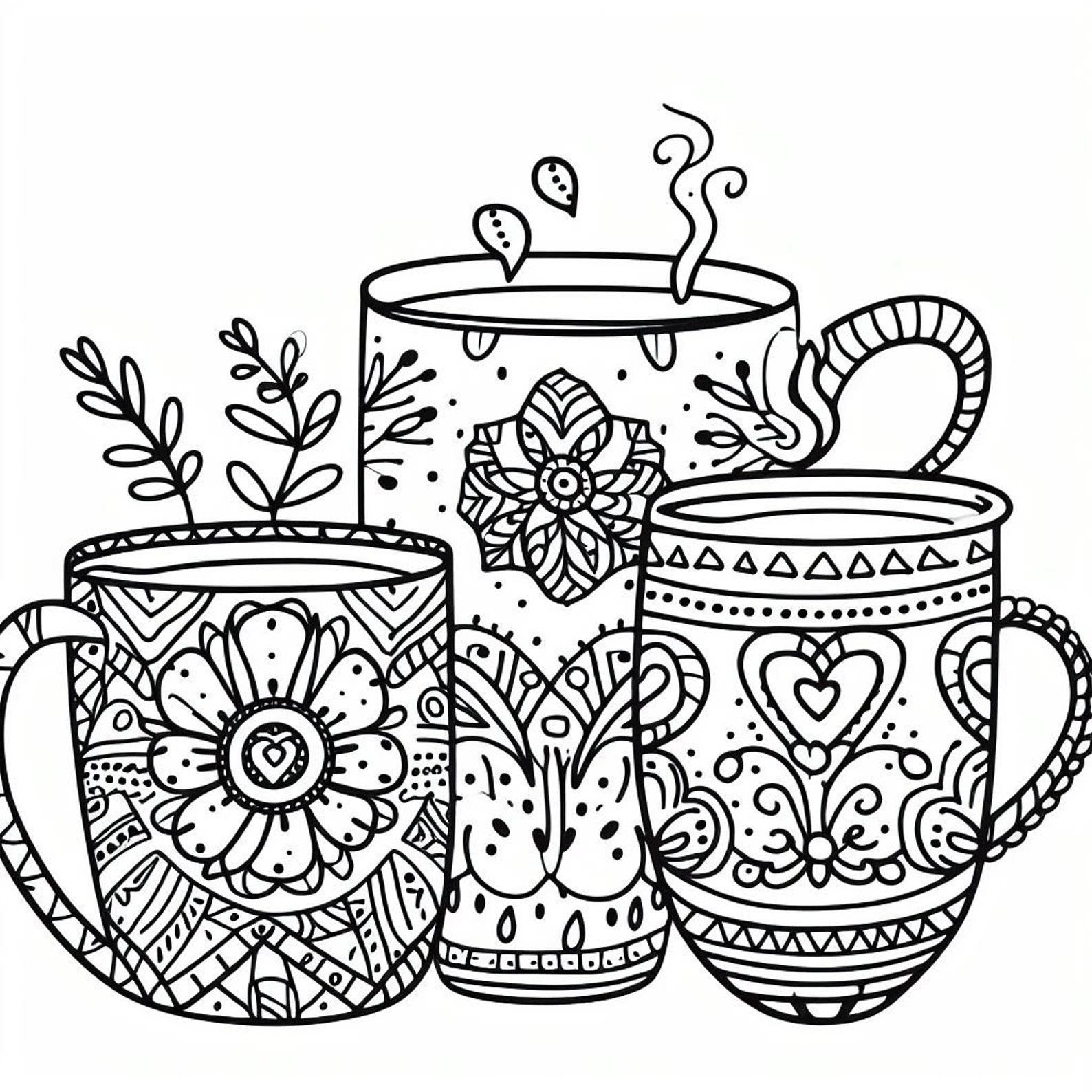 I Just Wanna Color Coffee Mugs!a Minimalist Coloring Pages for Teens ...