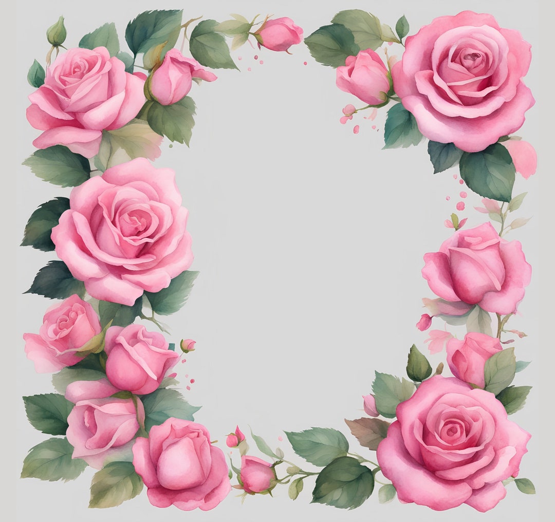 Pink Rose Flower Watercolor PNG Elegant Design for Invitations ...