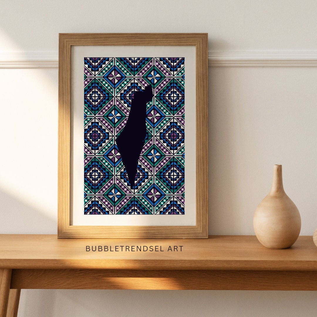Printable Wall Art Palestinian Patterns Tatreez Embroidery Map Free ...