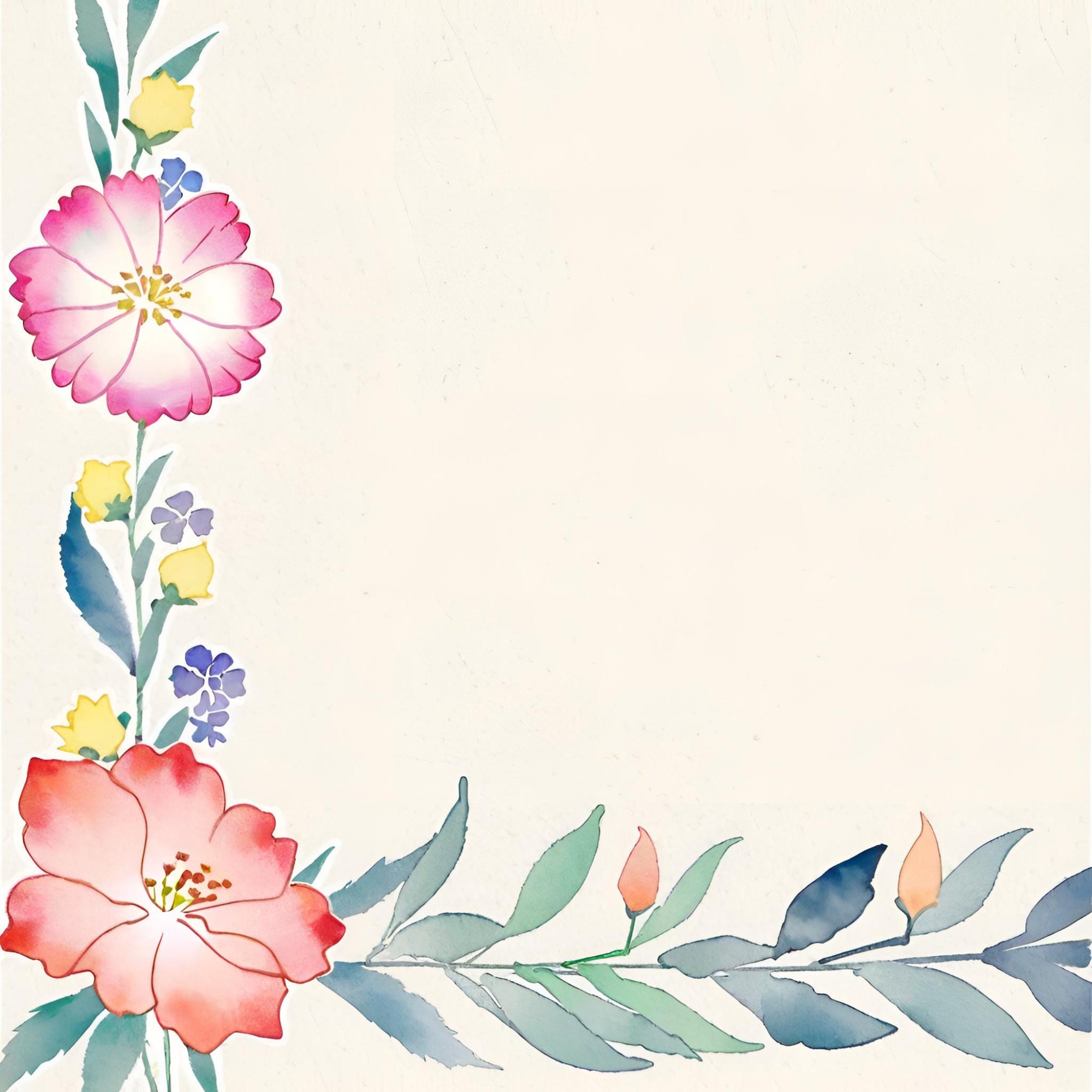 Watercolor Flower Border: Digital Download for Scrapbooking, Cards, and ...