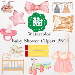 Watercolor Baby Shower Clipart PNG Newborn Nursery Baby Shower Baby ...