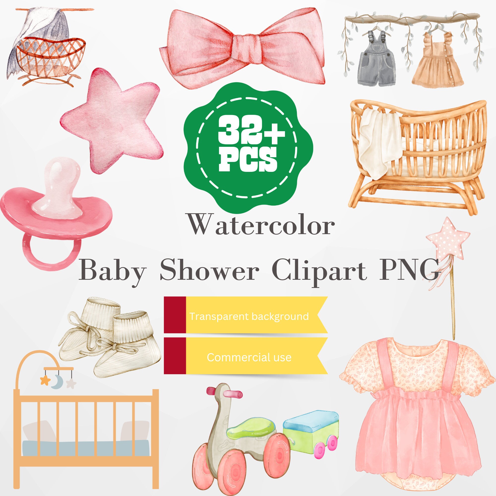 Watercolor Baby Shower Clipart PNG Newborn Nursery Baby Shower Baby ...