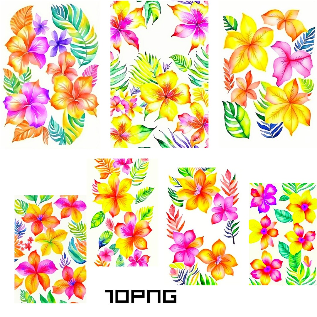 Watercolor Tropical Flowers Clip Art, Summer Floral, Wedding Clip Art ...