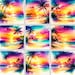 Watercolor Tropical Summer Beach Sunset Landscape Clipart Bundle of 20 ...