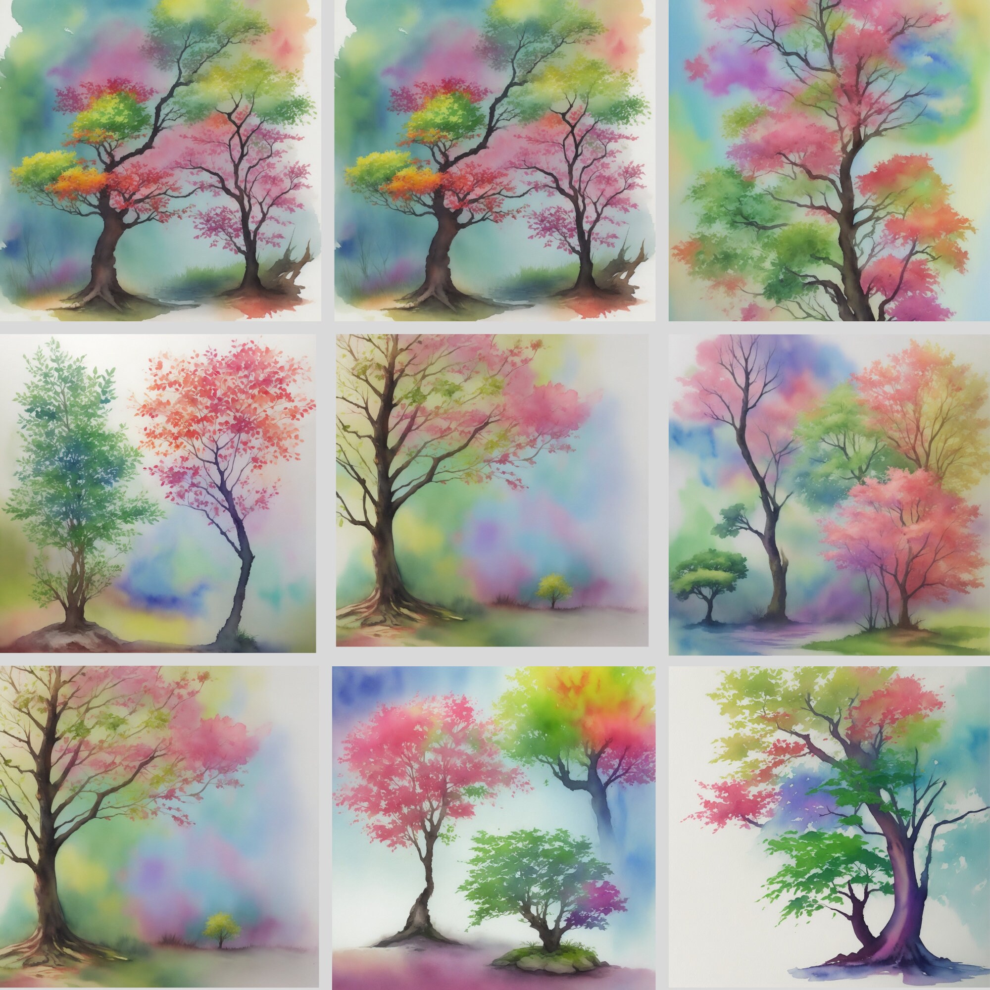 Watercolor Trees Clipart Commercial Use Watercolor Clipart - Etsy