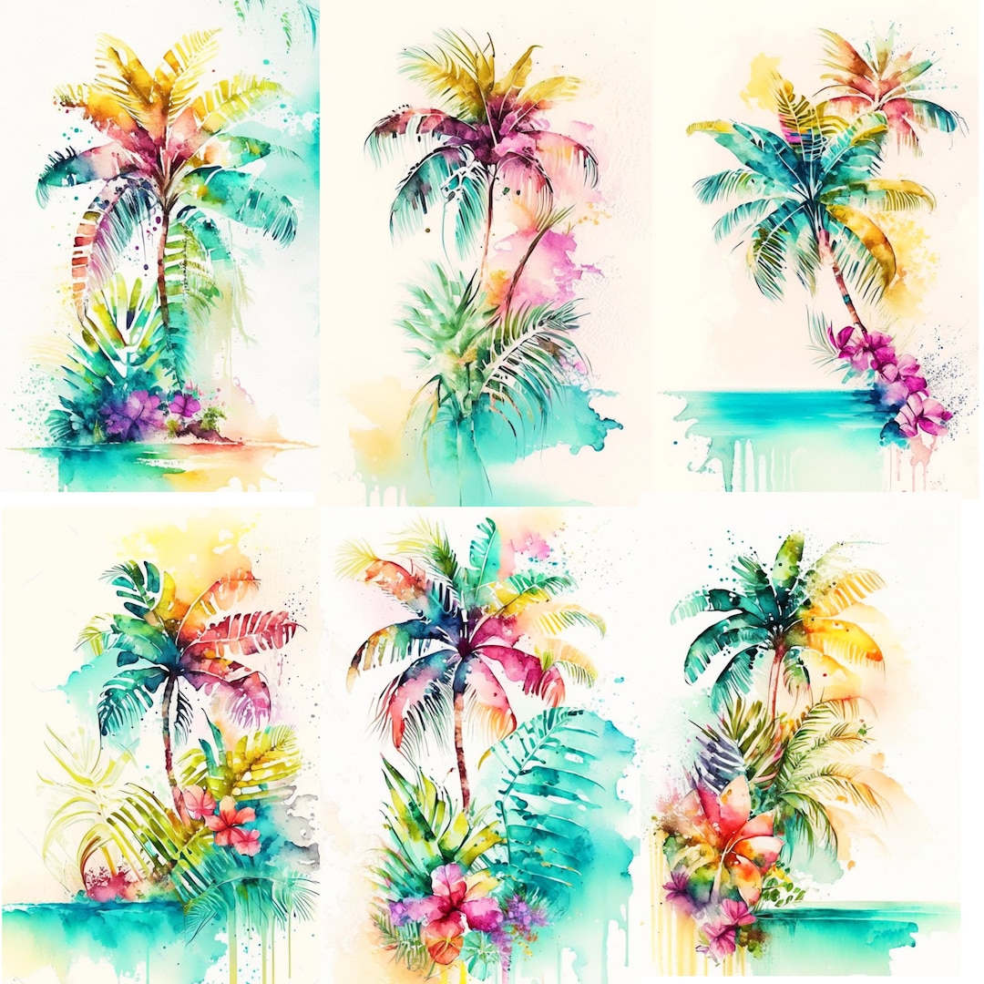 Watercolor Tropical Summer Beach #2 Landscape Clipart Bundle of 20 ...