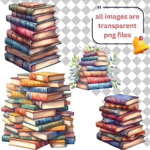 Watercolor Stack of Books Clipart,20 Pngs , Watercolor Books Clipart ...