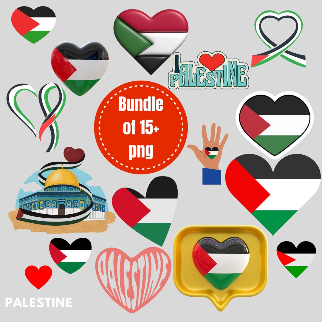 Free Palestine Heart , Free Palestine Bundle, Bundle of 15+ Png ...