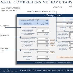 Home Budget Planner Spreadsheet Excel, Home Buying Guide, Real Estate ...