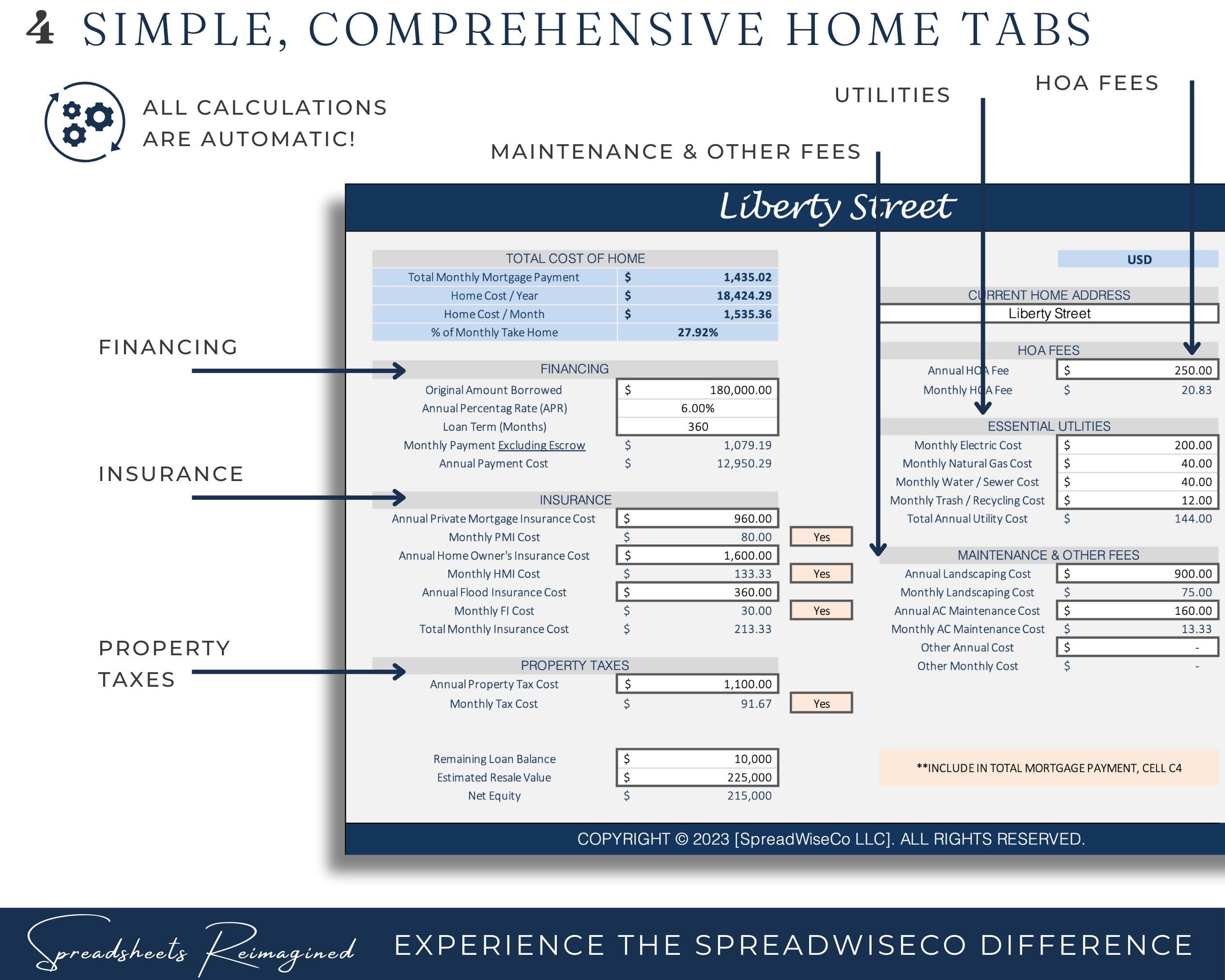 Home Budget Planner Spreadsheet Excel, Home Buying Guide, Real Estate ...