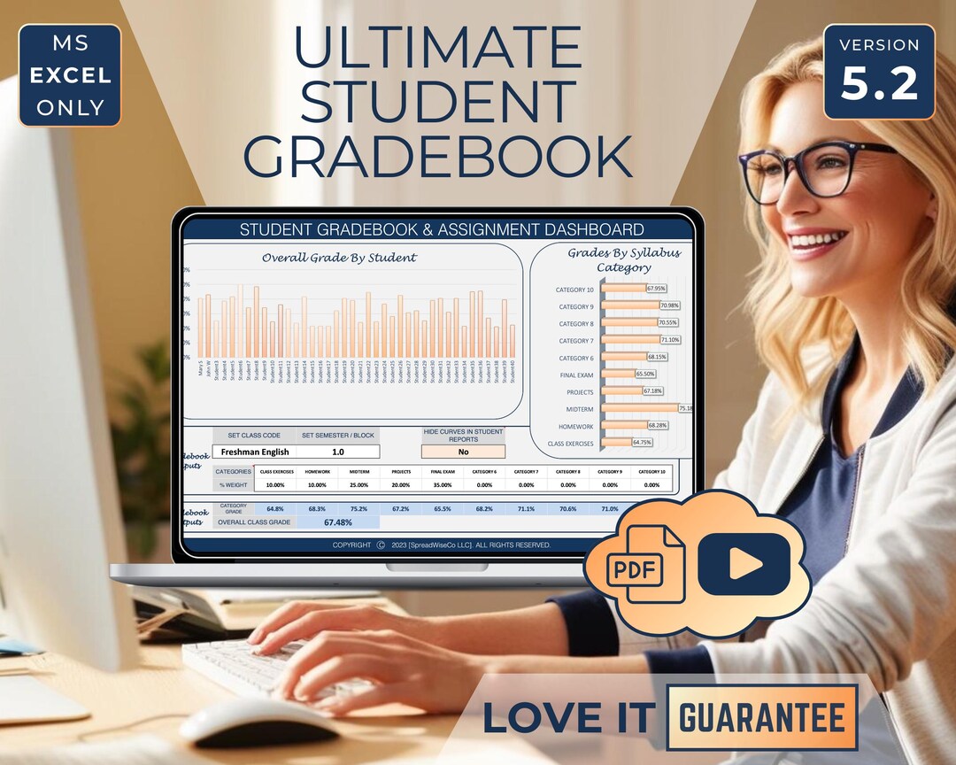 Student Grade Tracker Spreadsheet Excel, Grade and Assignment Tracker ...