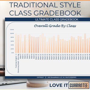 Traditional Class Gradebook Spreadsheet Excel, Grade and Assignment ...