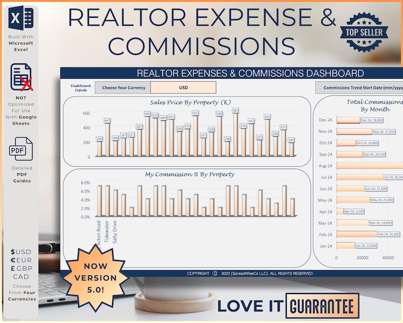 Realtor Expense Tracker Spreadsheet Excel, Income & Expense Tracker ...