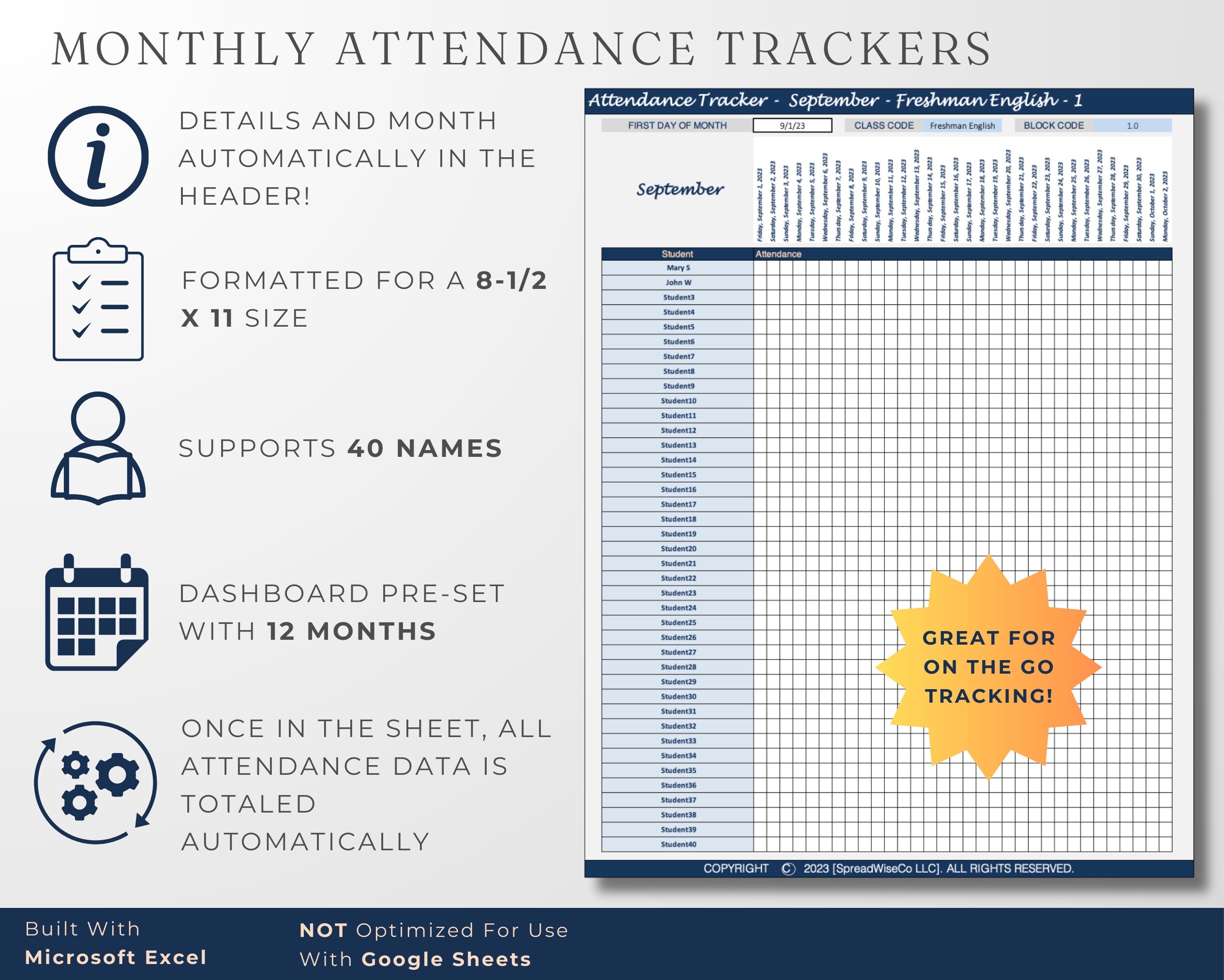 Ultimate Attendance Tracker Digital Dashboard, With Printable Monthly ...