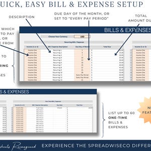 Premium Bill Pay Schedule Spreadsheet Excel, Budget Planner, Bill ...