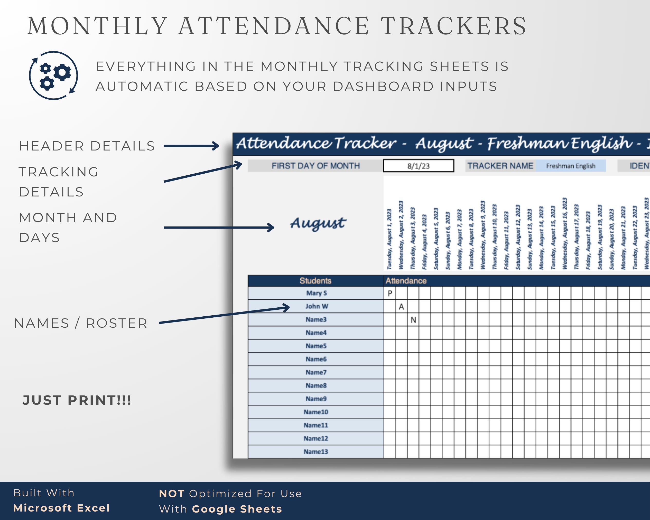 Ultimate Attendance Tracker Digital Dashboard, With Printable Monthly ...