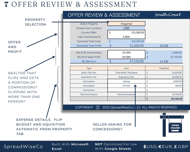 Real Estate Flip Bookkeeping Spreadsheet Excel House Flipping Budget