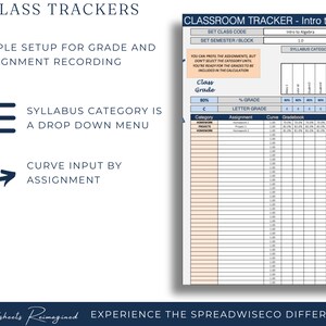 Traditional Class Gradebook Spreadsheet Excel, Grade and Assignment ...
