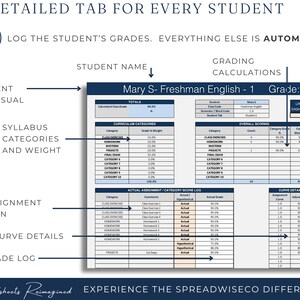 Student Grade Tracker Spreadsheet Excel, Grade and Assignment Tracker ...