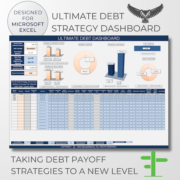 Ultimate Debt Dashboard Excel - Etsy