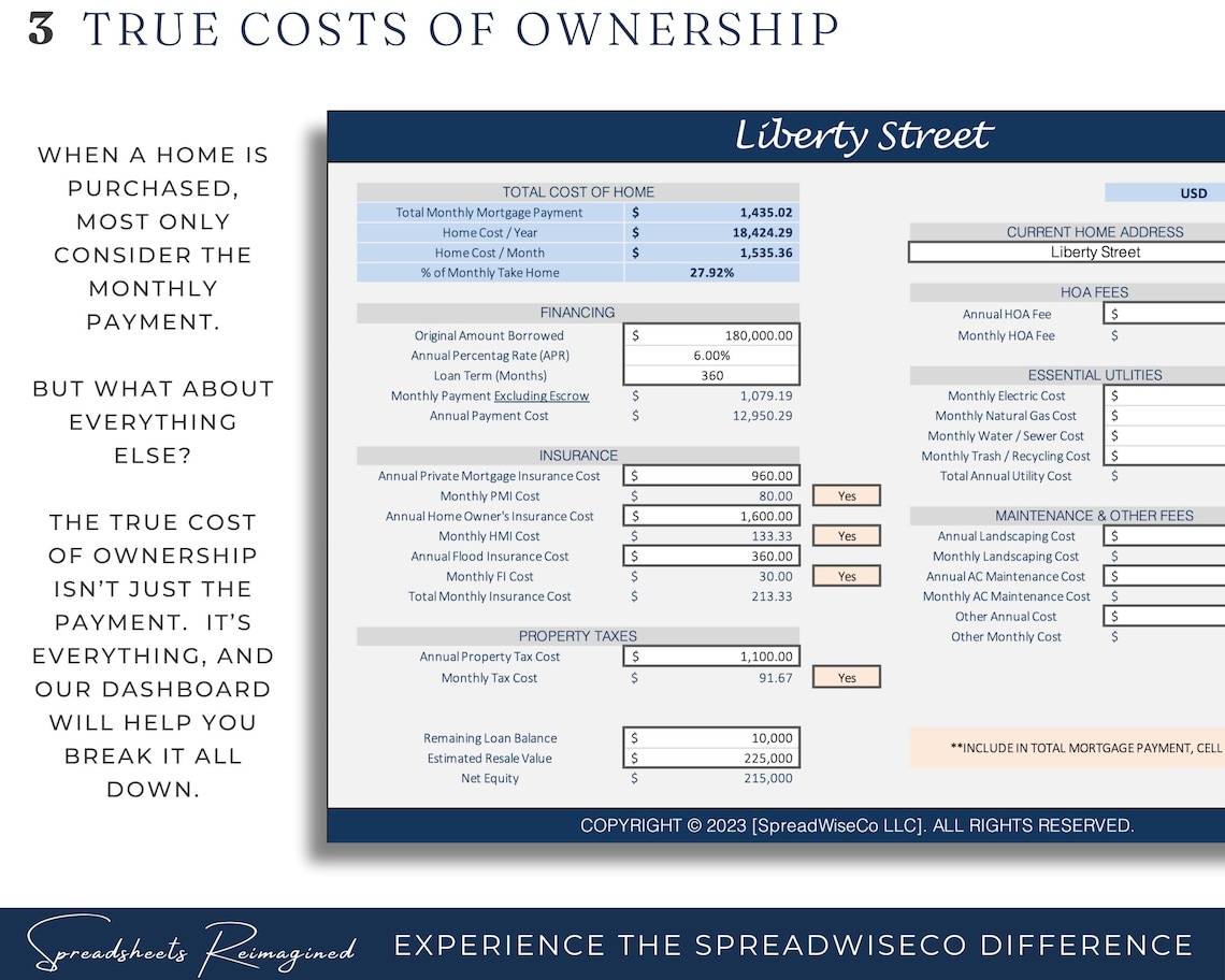 Home Budget Planner Spreadsheet Excel, Home Buying Guide, Real Estate ...