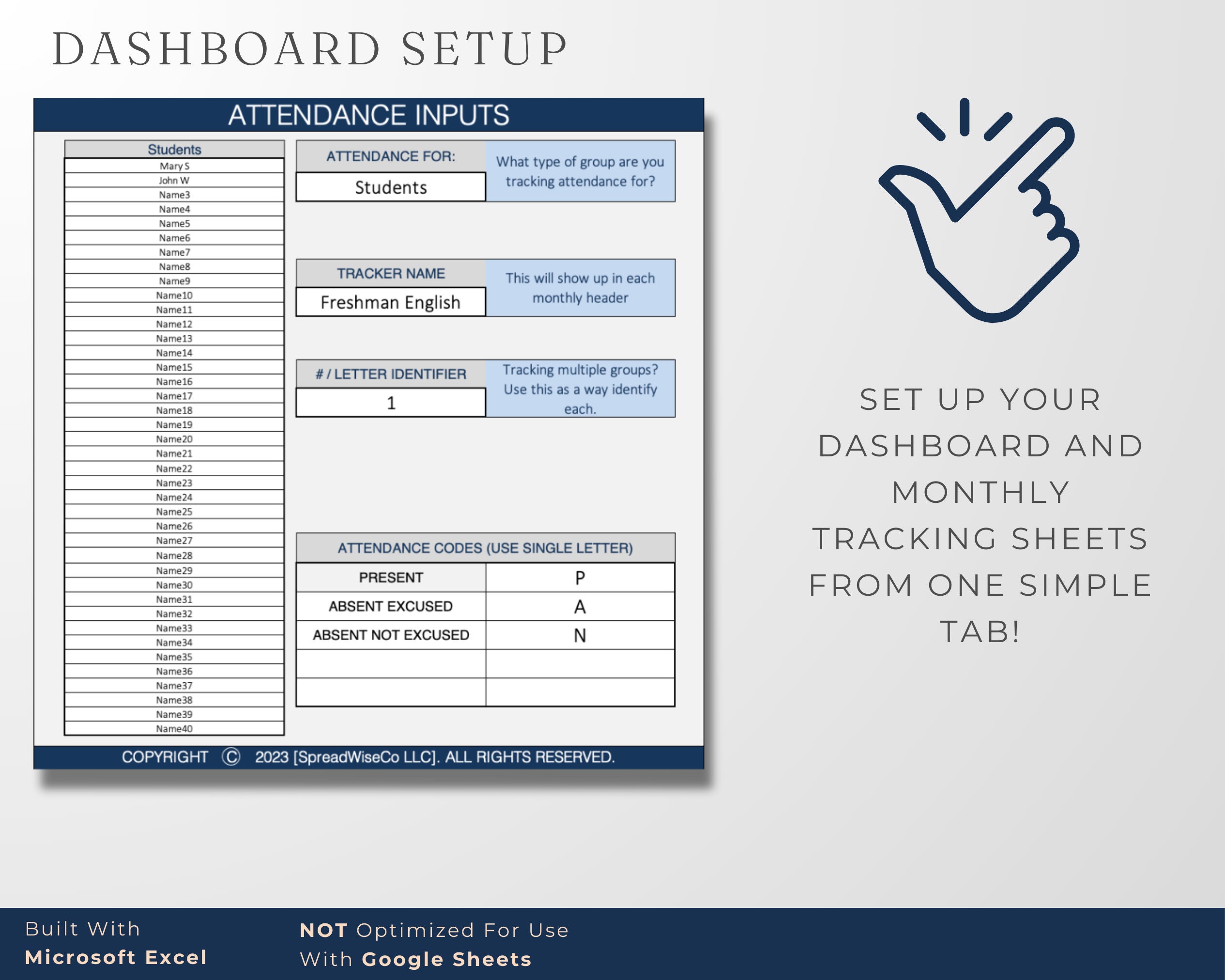 Ultimate Attendance Tracker Digital Dashboard, With Printable Monthly ...