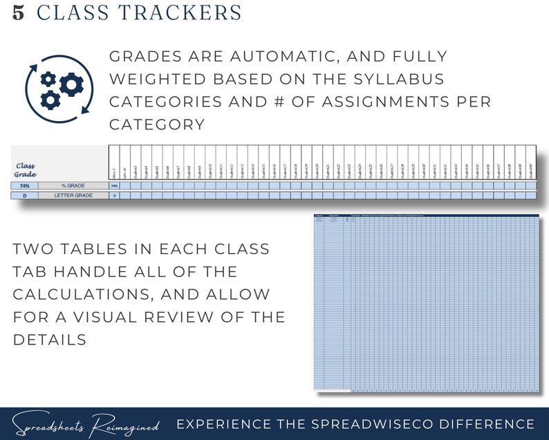 Traditional Class Gradebook Spreadsheet Excel, Grade and Assignment ...