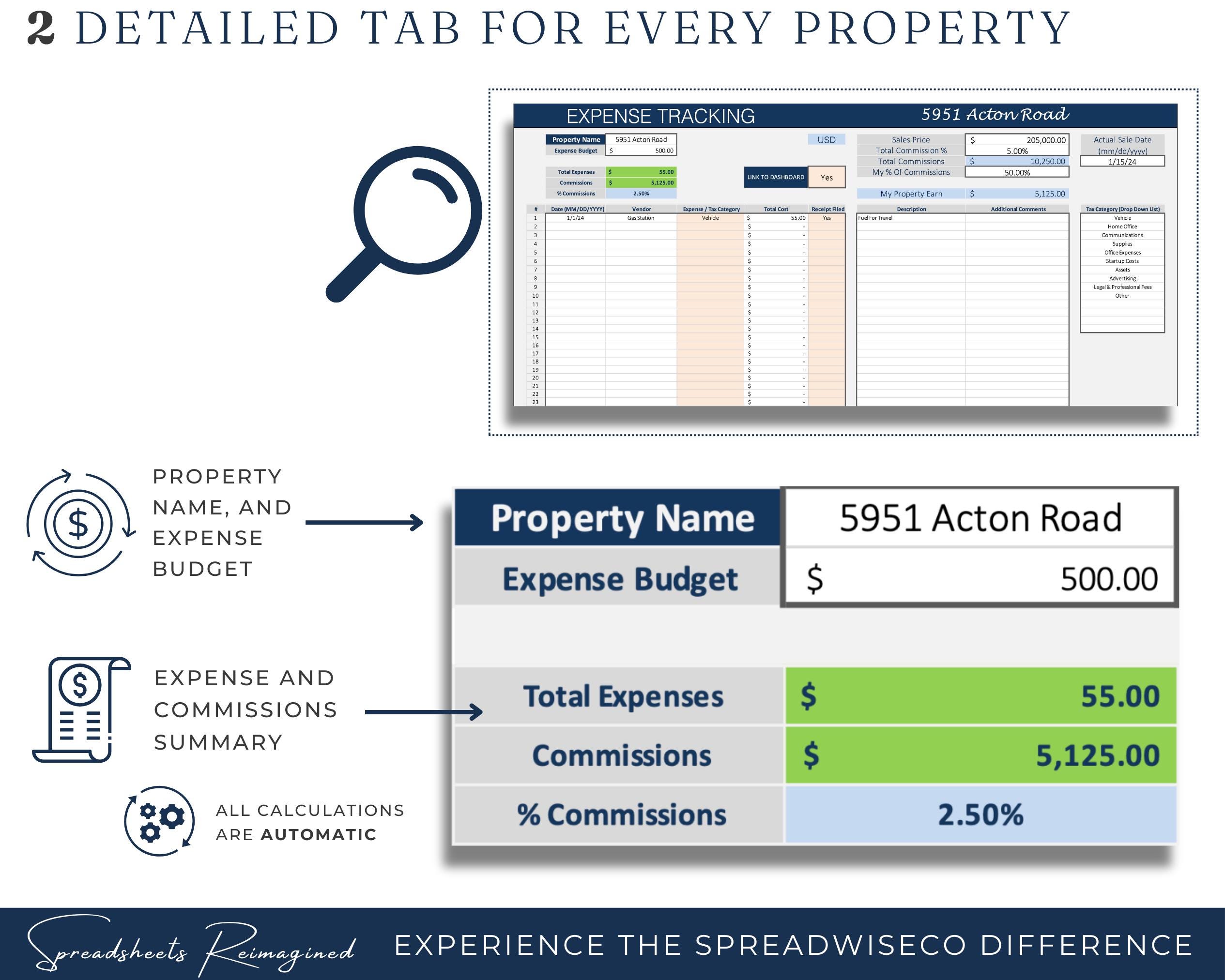 Realtor Expense Tracker Spreadsheet Excel, Income & Expense Tracker ...