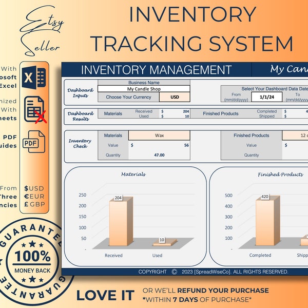 Spreadsheet Template Material List - Etsy