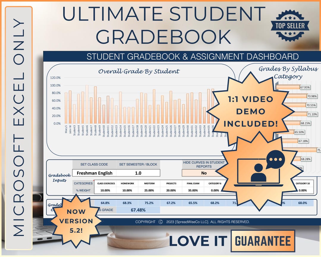 Student Grade Tracker Spreadsheet Excel, Grade and Assignment Tracker ...