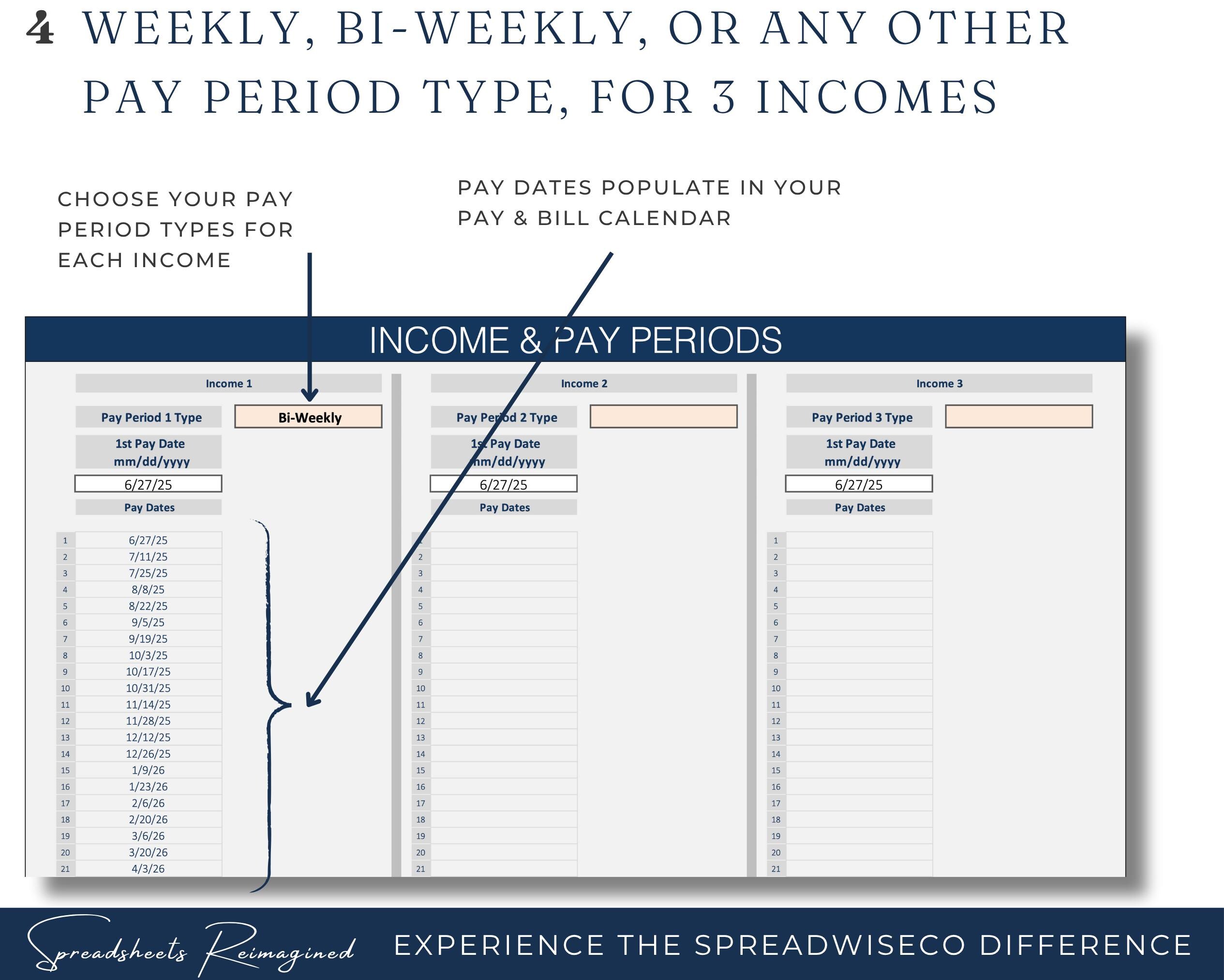 Premium Bill Pay Schedule Spreadsheet Excel, Budget Planner, Bill ...