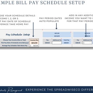 Premium Bill Pay Schedule Spreadsheet Excel, Budget Planner, Bill ...