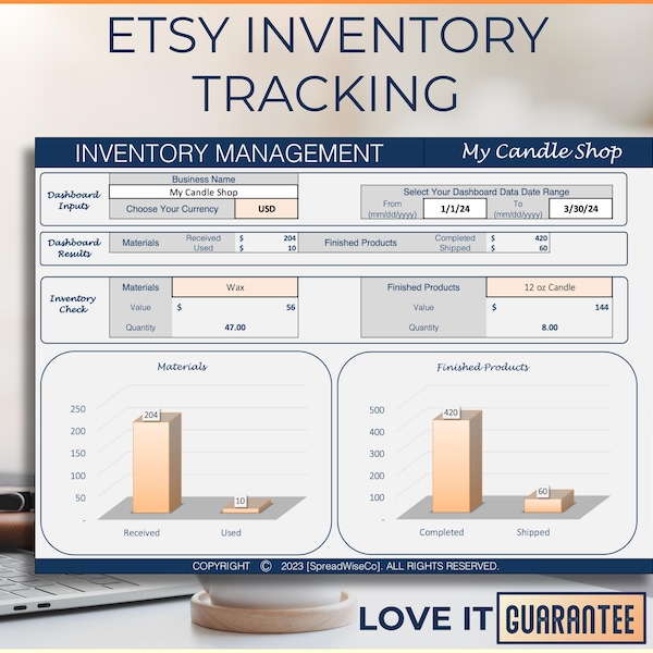 Inventory Materials Excel - Etsy