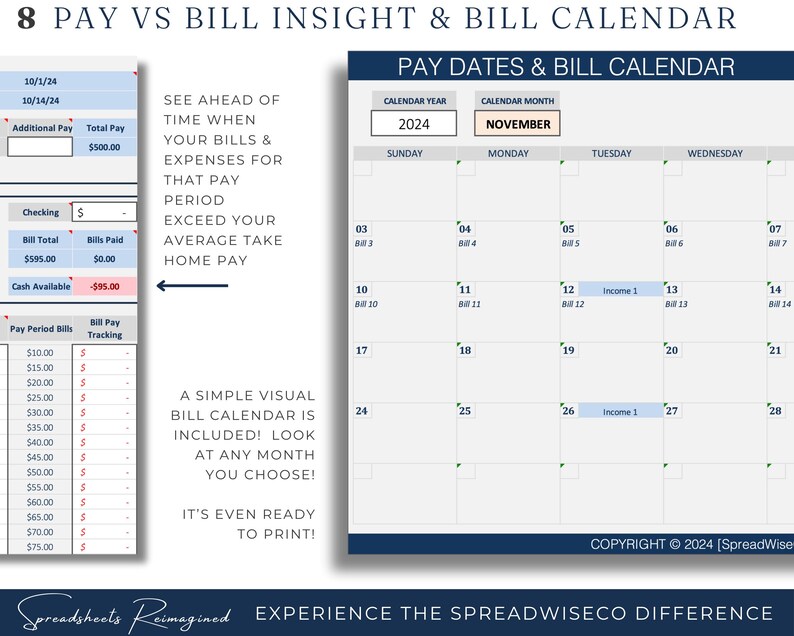 Bill & Expense Tracker, Excel Spreadsheet, Finance Budget Tracker, Bill ...