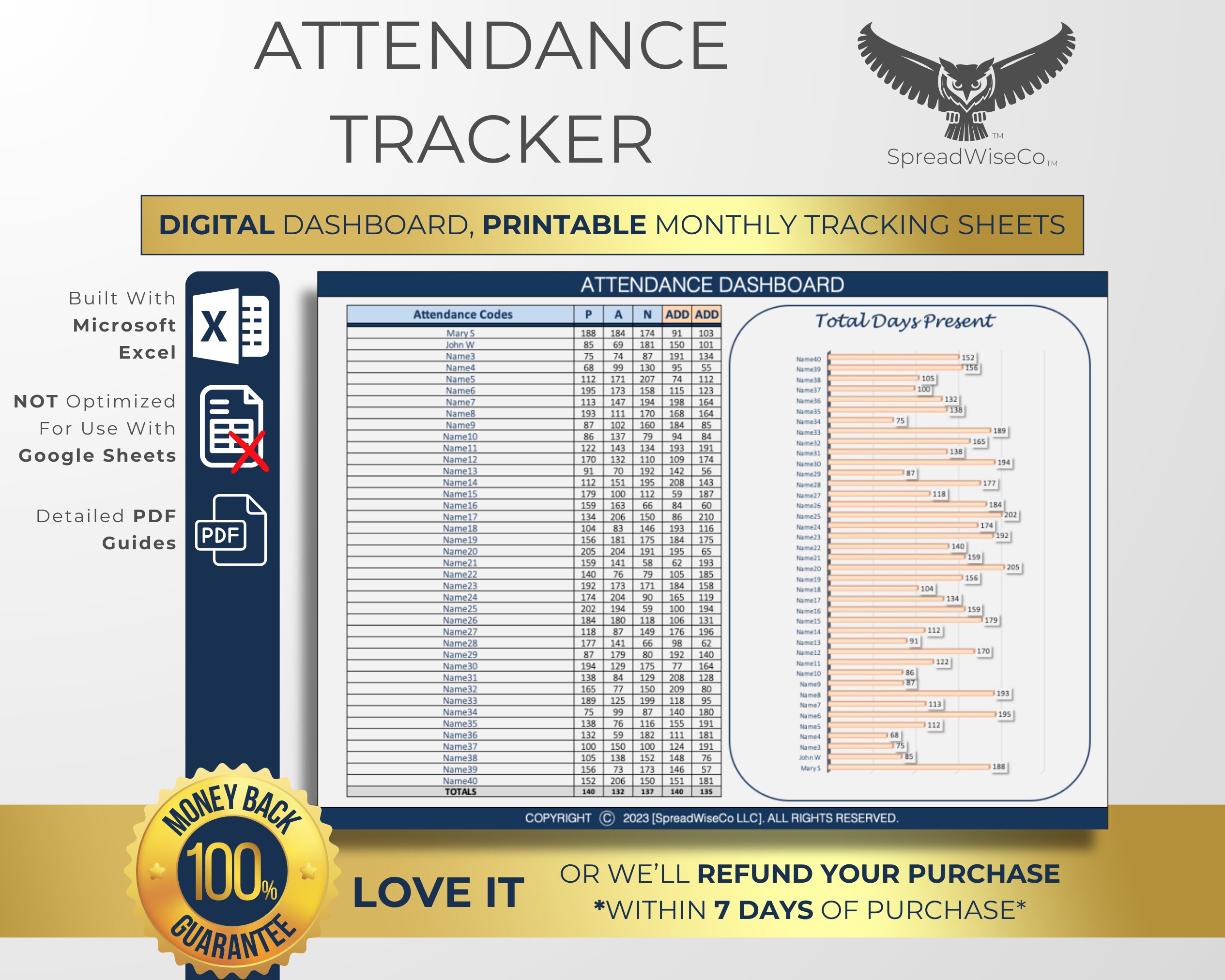 Ultimate Attendance Tracker Digital Dashboard, With Printable Monthly ...