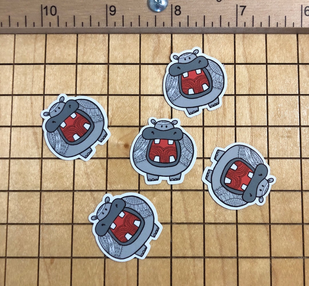 5 MINI Hippo Stickers, Hippo Decal, Hippopotamus, Hippo Sticker Pack ...